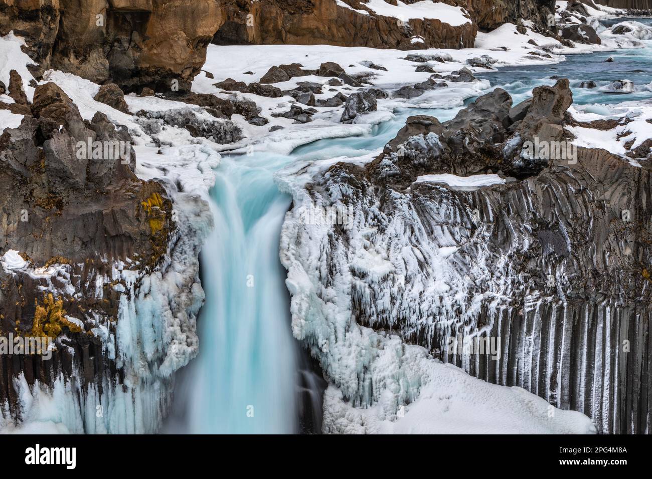 Aldeyjarfoss waterfall and basalt lava columns in the Highlands of ...
