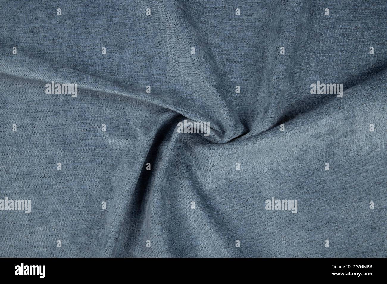 Blue fabric texture - top view and close-up of a piece of crushed and ...