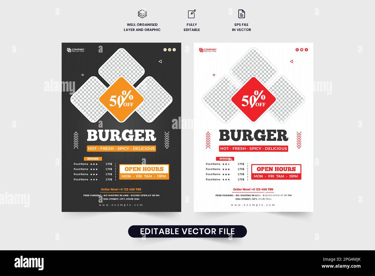 Delicious food menu discount flyer design for marketing. Restaurant ...