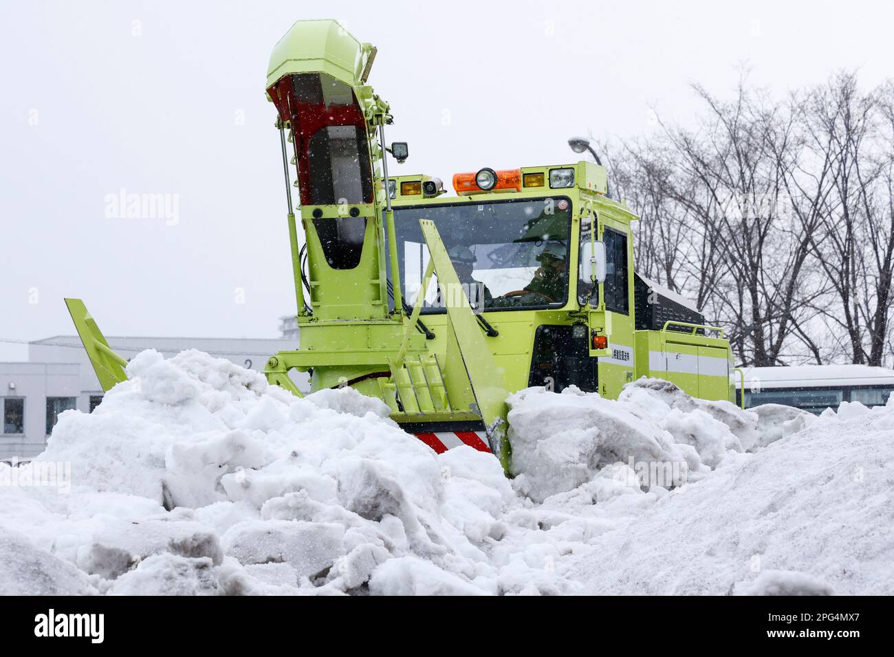 March 17, 2023, Sapporo, Hokkaido, Japan: A heavy-duty snow blower ...