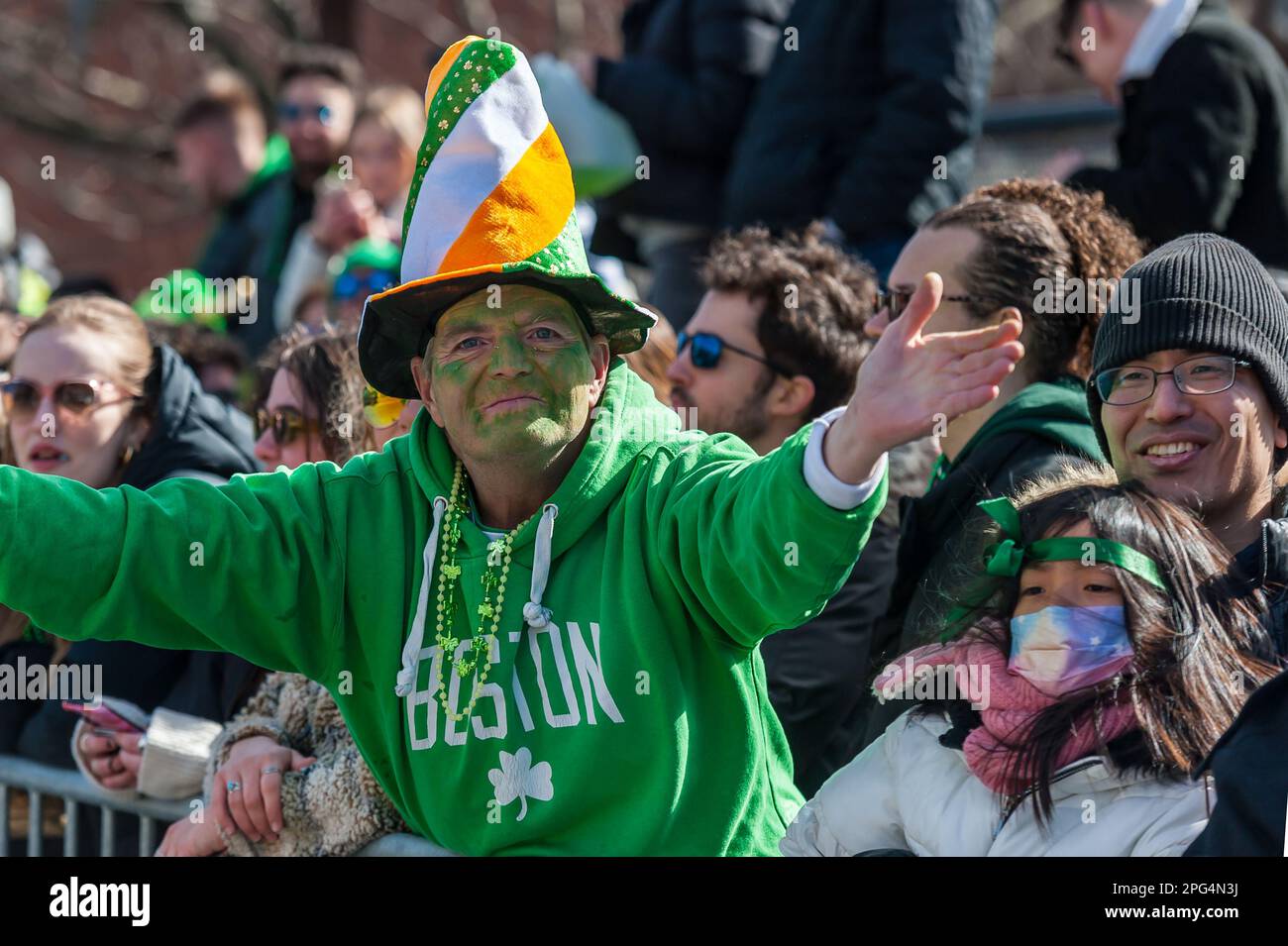 Friendly character in the crowd at the 2023 South Boston St. Patrick's ...