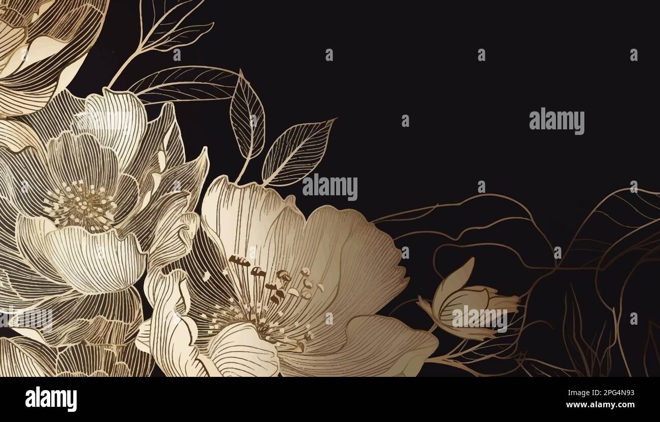 luxury floral background with golden flowers. Vector illustration Stock ...