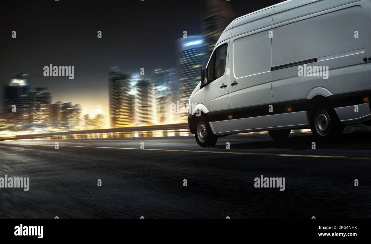 delivery van on the road Stock Photo - Alamy