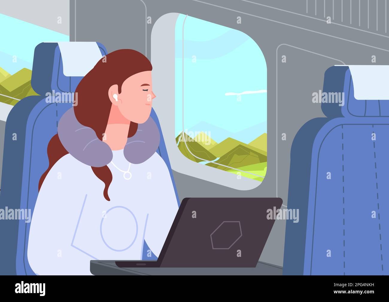 Woman sleeping on plane Stock Vector Images - Alamy
