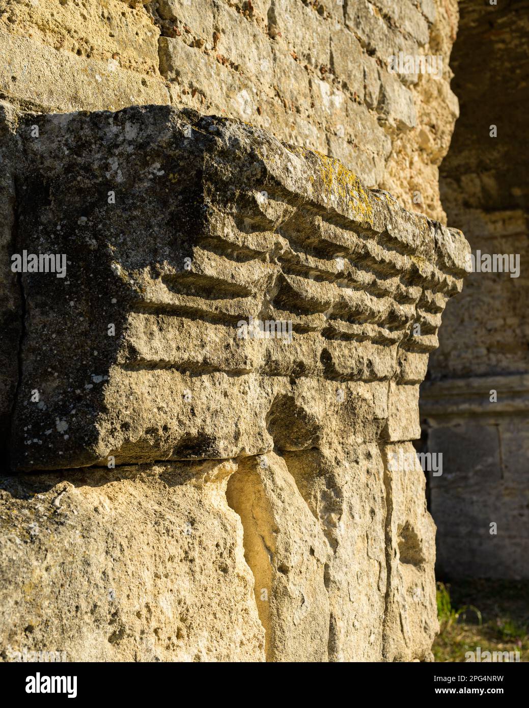 Barbegal aqueduct and mills near Arles on a sunny day in spring. This ...