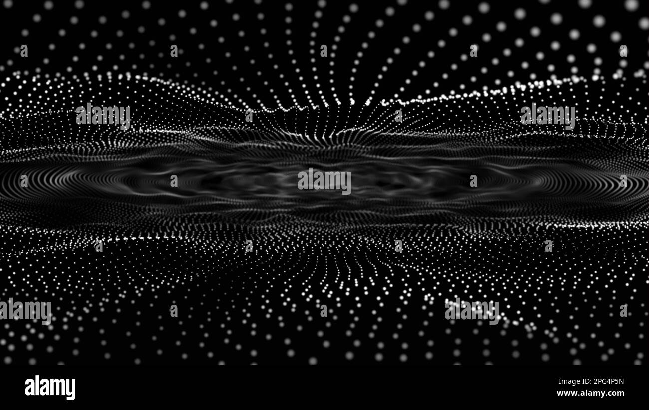 White and black 3d wave points fractal grid. Trapcode form, Glowing ...
