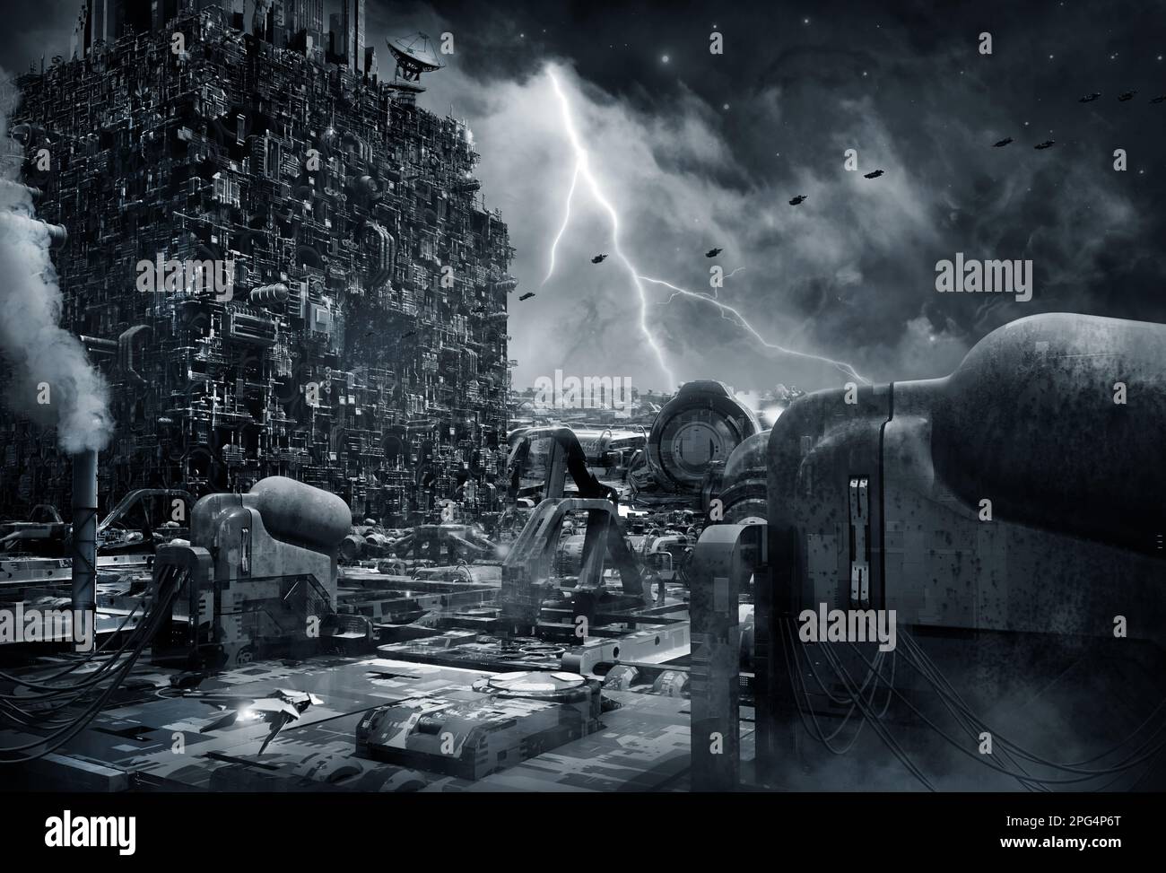 Futuristic space station .Science fiction scene. 3D illustration Stock ...