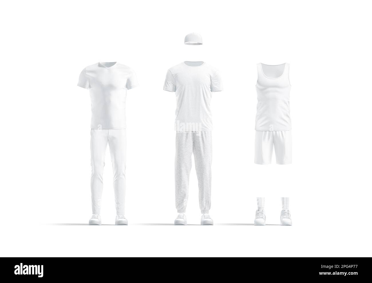 Blank white sport clothing with t-shirt and pants mockup, isolated ...