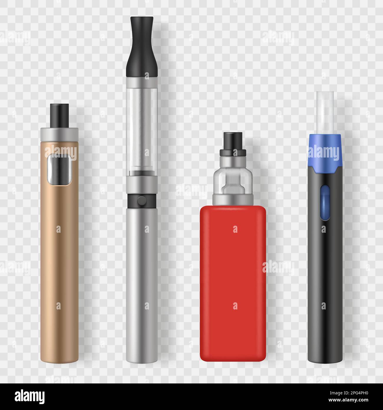 Vape set. Tools for smoking clouds of steam circles puffs decent vector ...