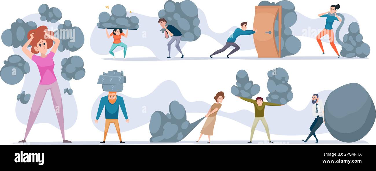 Burdened life. Stressful problems overload life problems difficulty ...