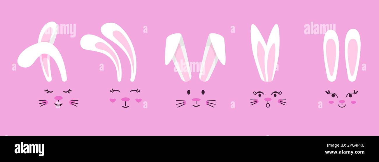 Cute bunny ears and faces. Face rabbit, tiny bunnies and rabbits easter ...
