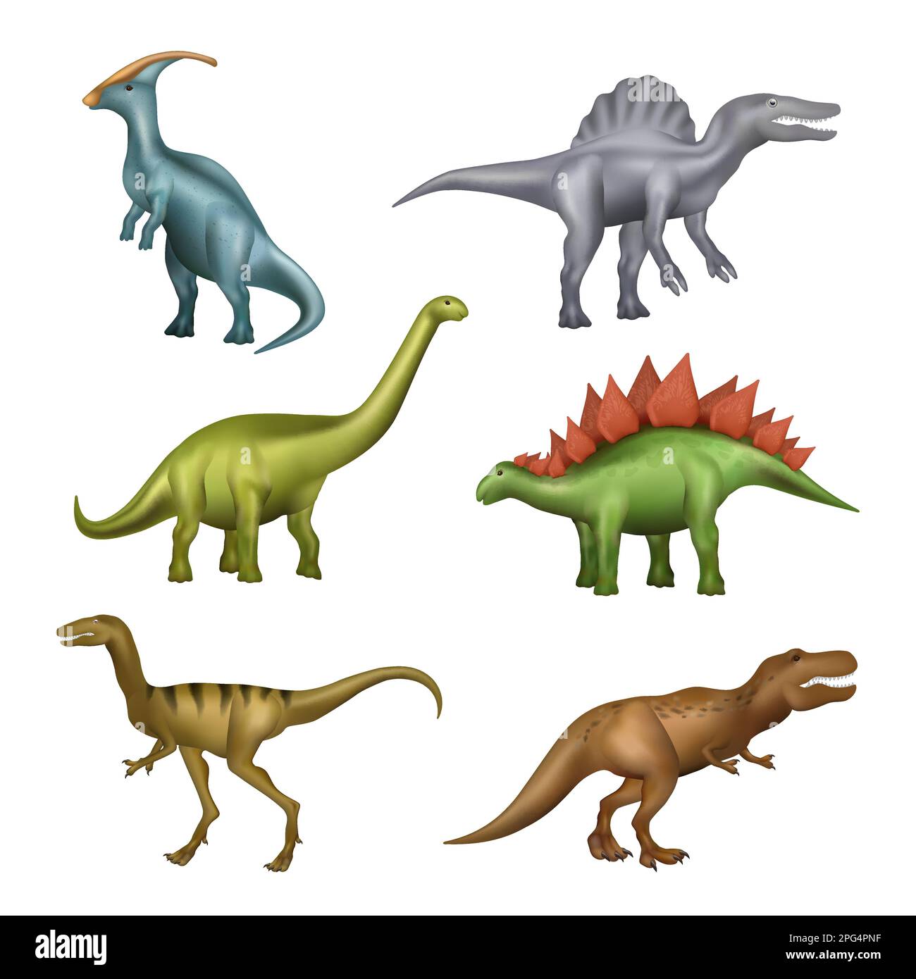 Dinosaurs. Realistic gigantic wild prehistorical aggresive animals ...