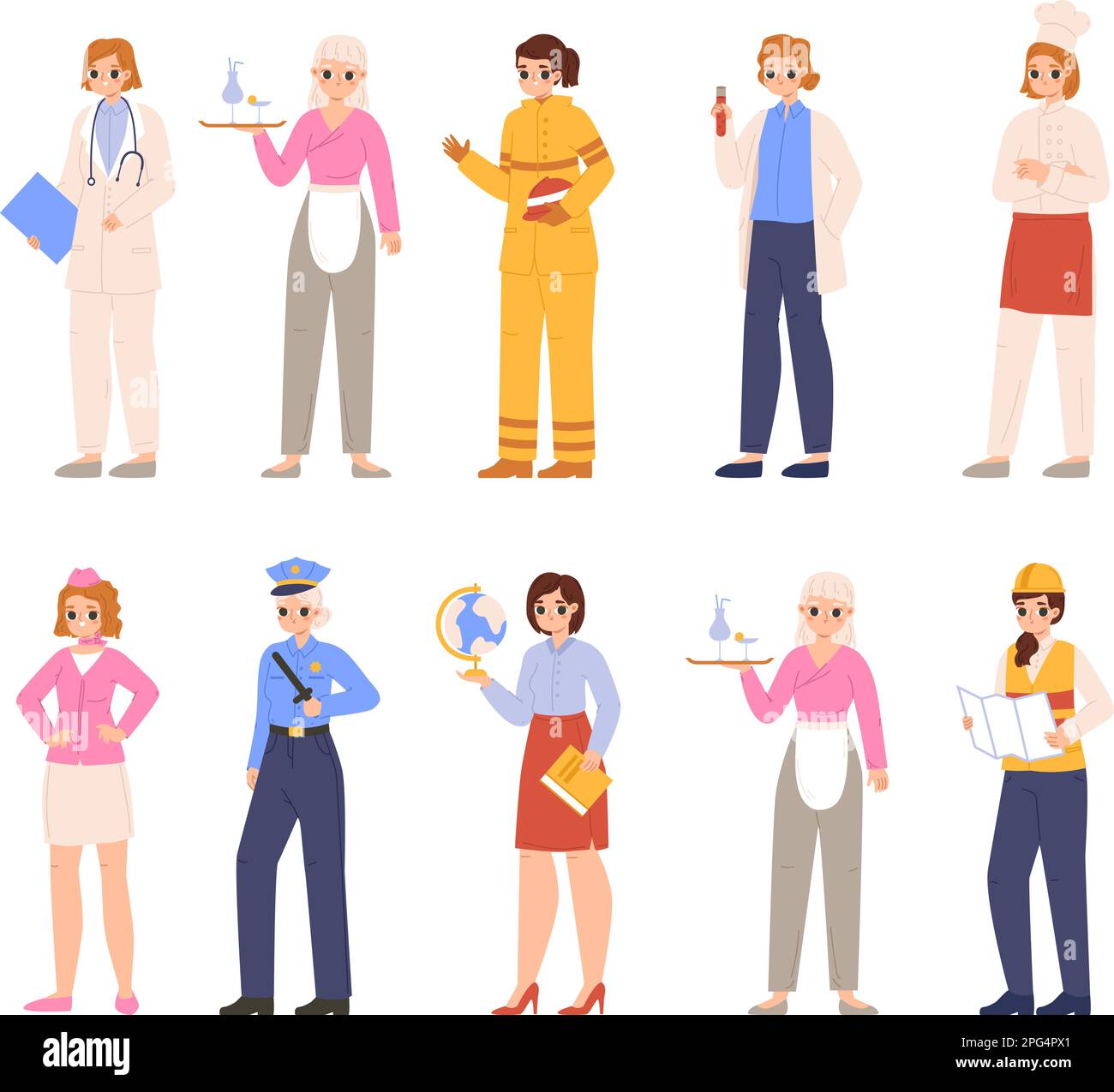 Career women in profession, girl in uniform. Worker day, cute female ...