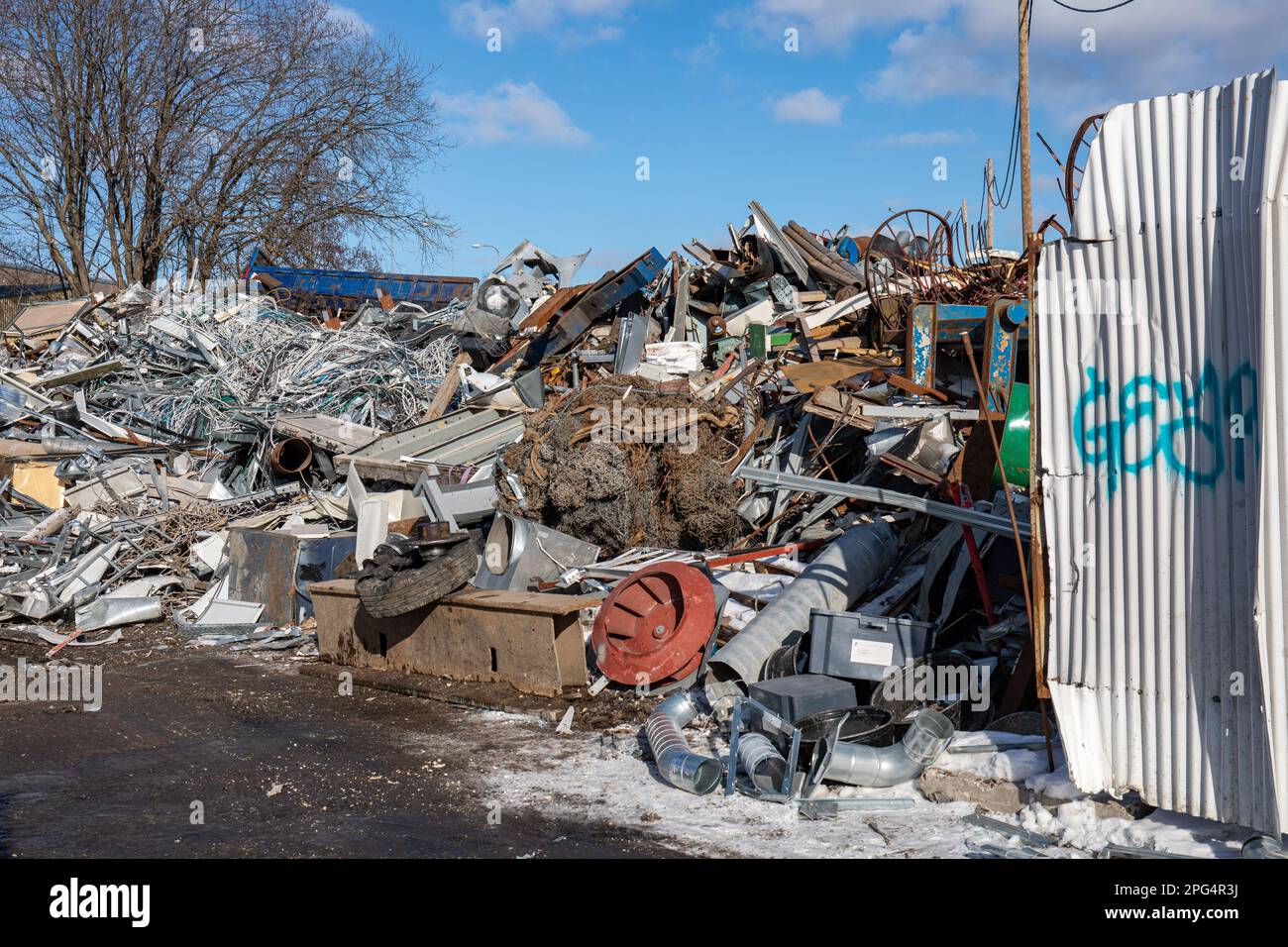 Pile of scrap metal for recycling in Kyläsaari district of Helsinki ...
