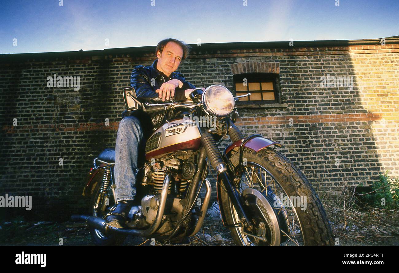 Actor Tim Woodward with his Triumph Bonneville classic motorcycle Stock ...