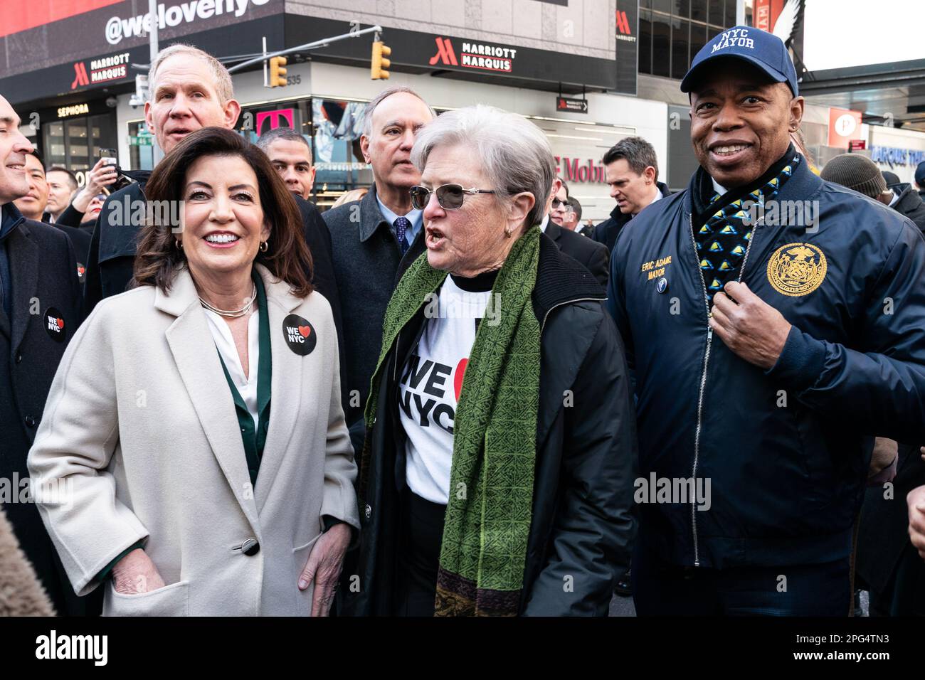Governor Kathy Hochul L And Mayor Eric Adams R Launch Campaign We