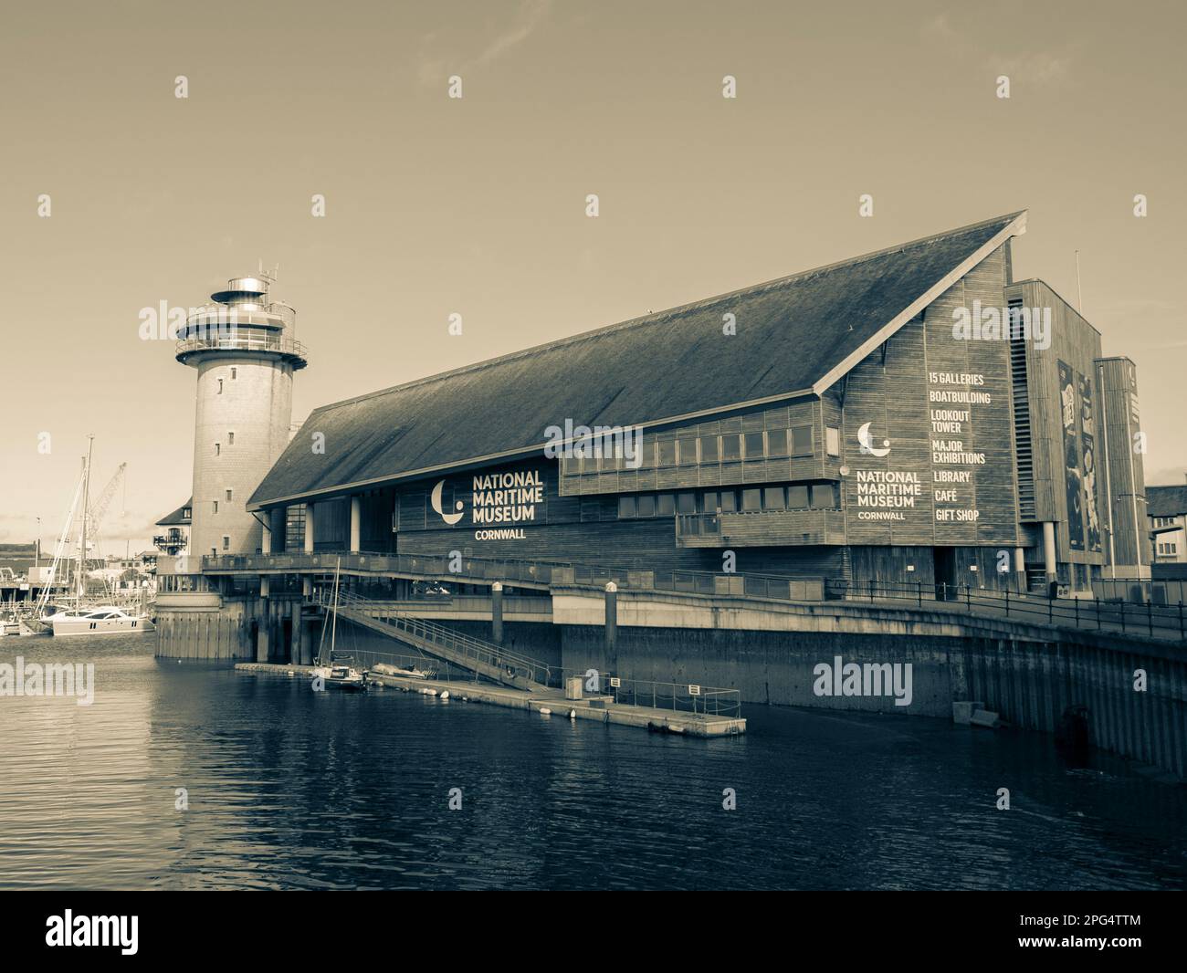 B&W National Maritime Museum Cornwall, Falmouth Harbour, Falmouth, Cornwall, England, UK, GB ...