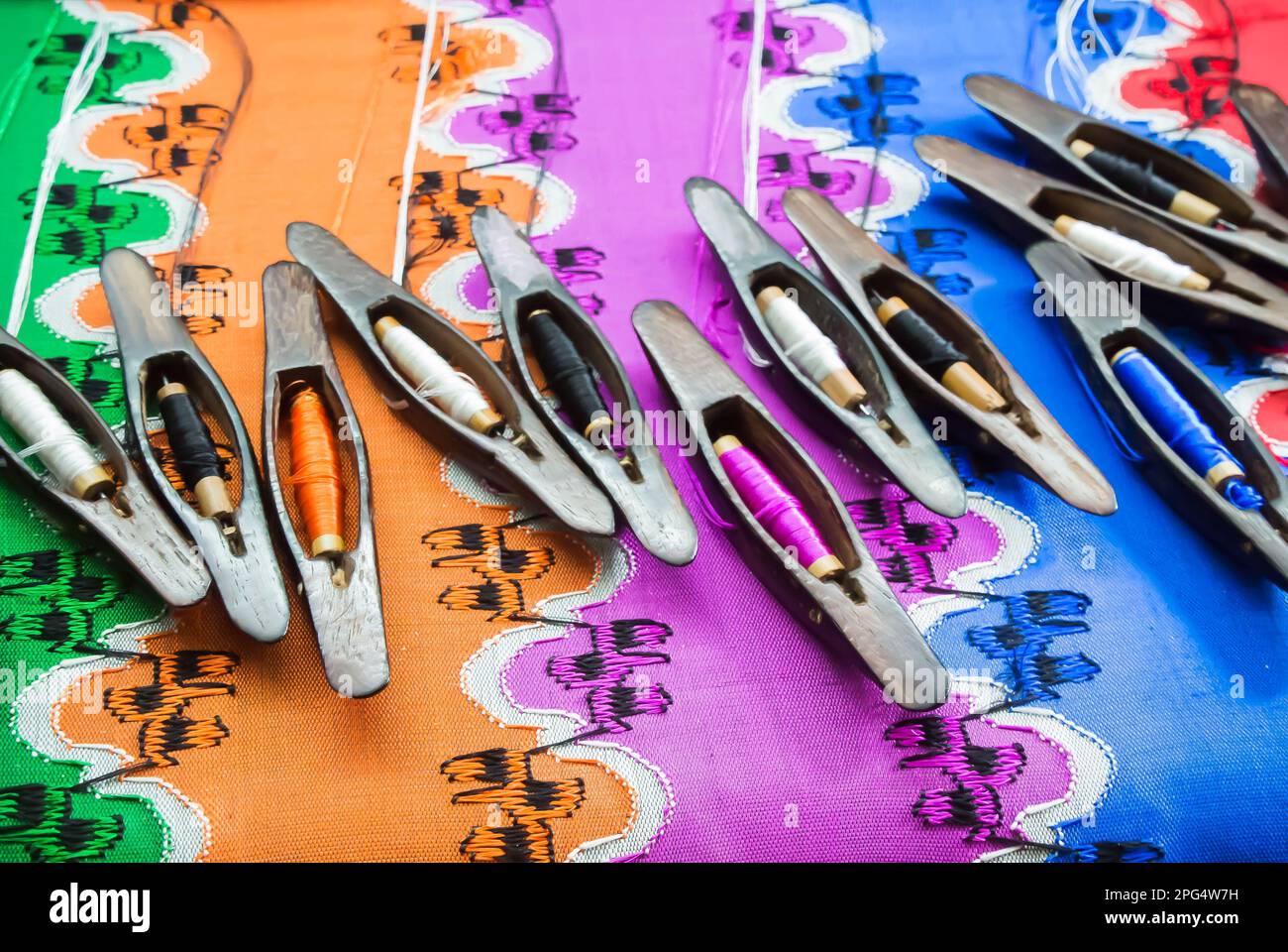 Close Up - Weaving Process Stock Photo - Alamy