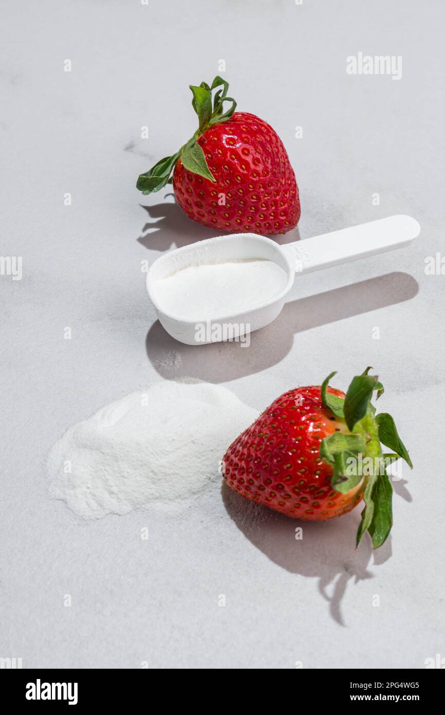 Natural strawberry collagen protein powder for skin regeneration in a ...