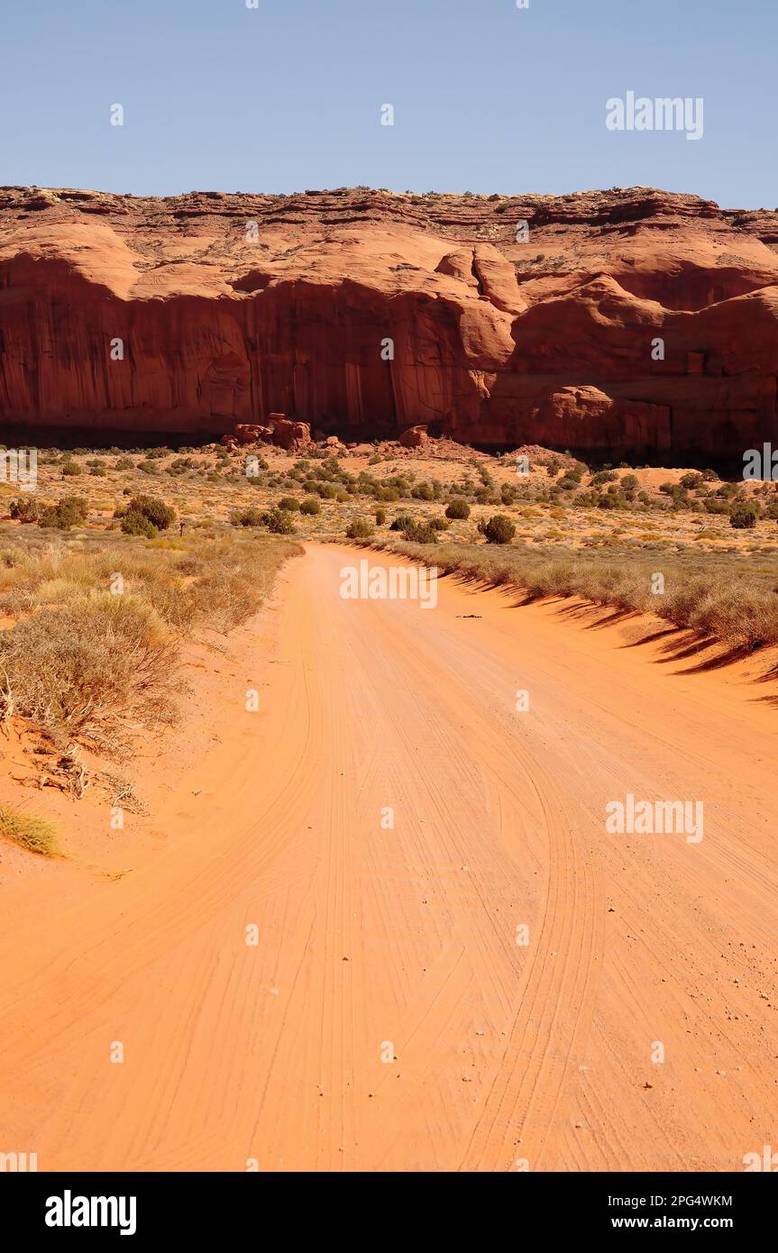Dirt road Desolate Monument Valley north east Arizona Navajo Nation USA ...