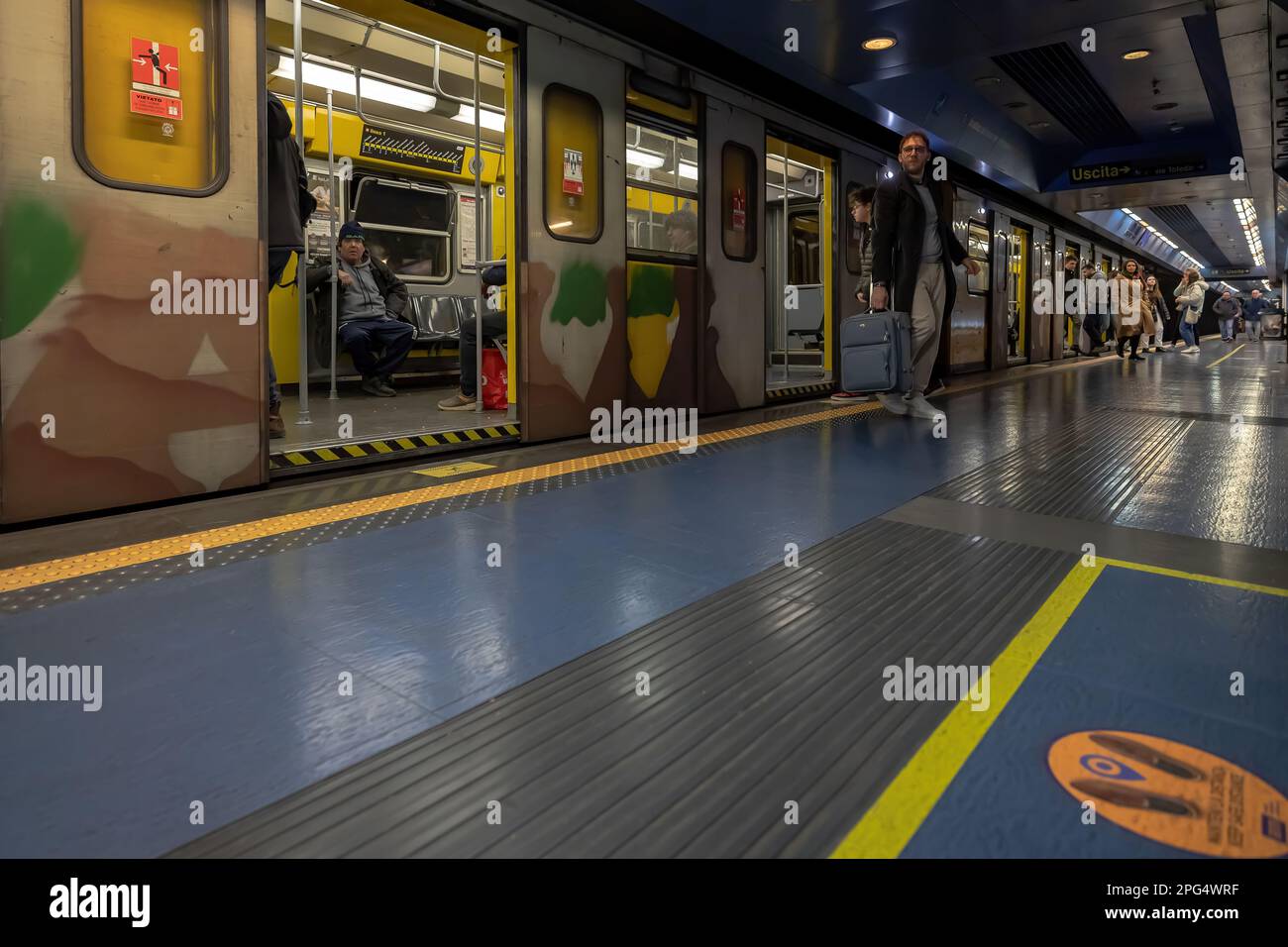 Naples, Italy - March 17, 2023: Metropolitan train arriving at the ...