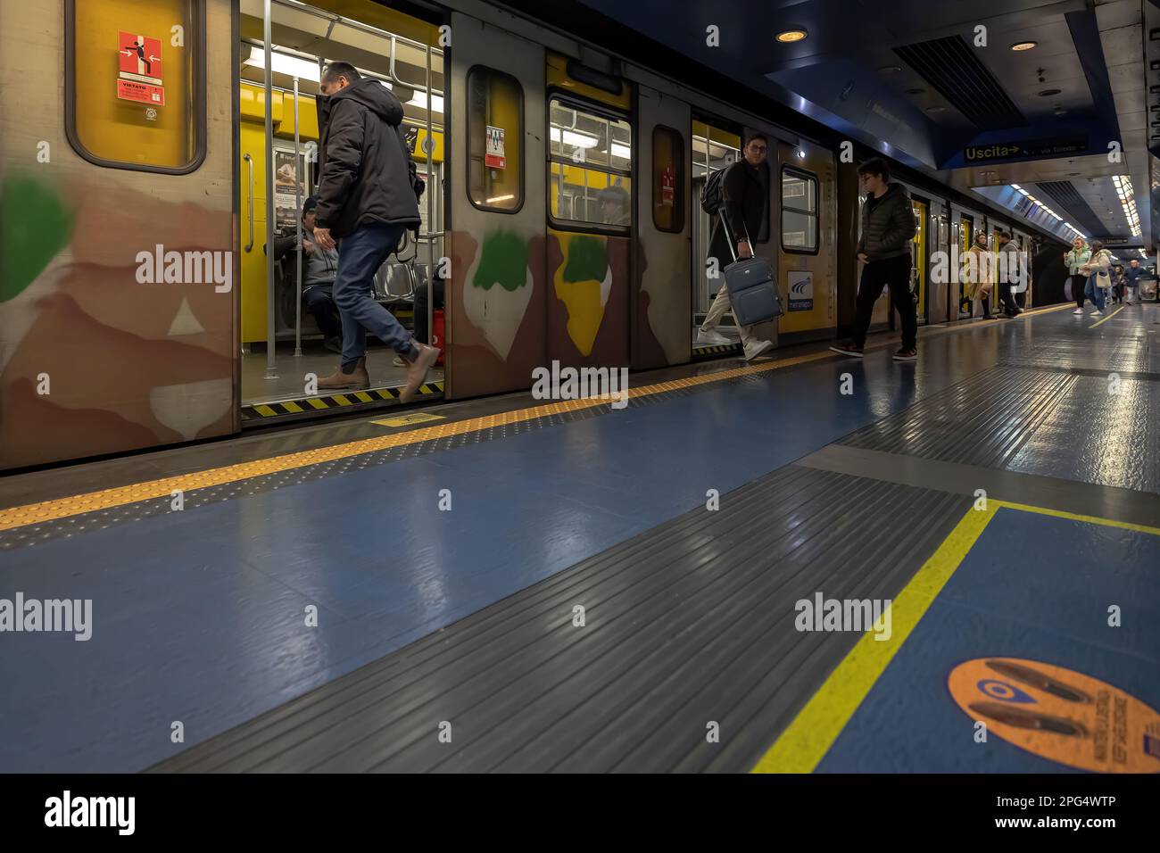 Naples, Italy - March 17, 2023: Metropolitan train arriving at the ...