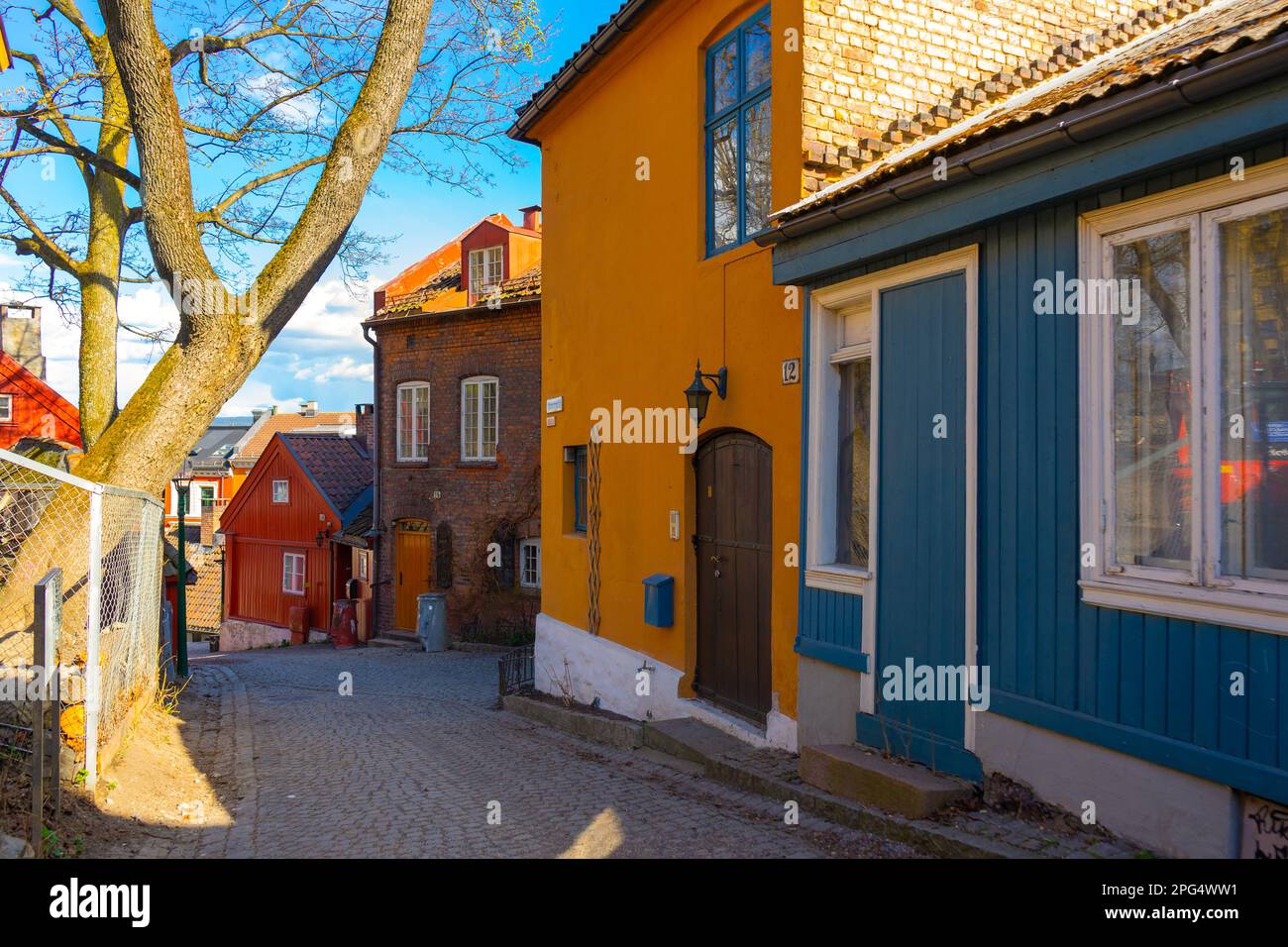 Old town of Oslo, Damstredet Stock Photo - Alamy
