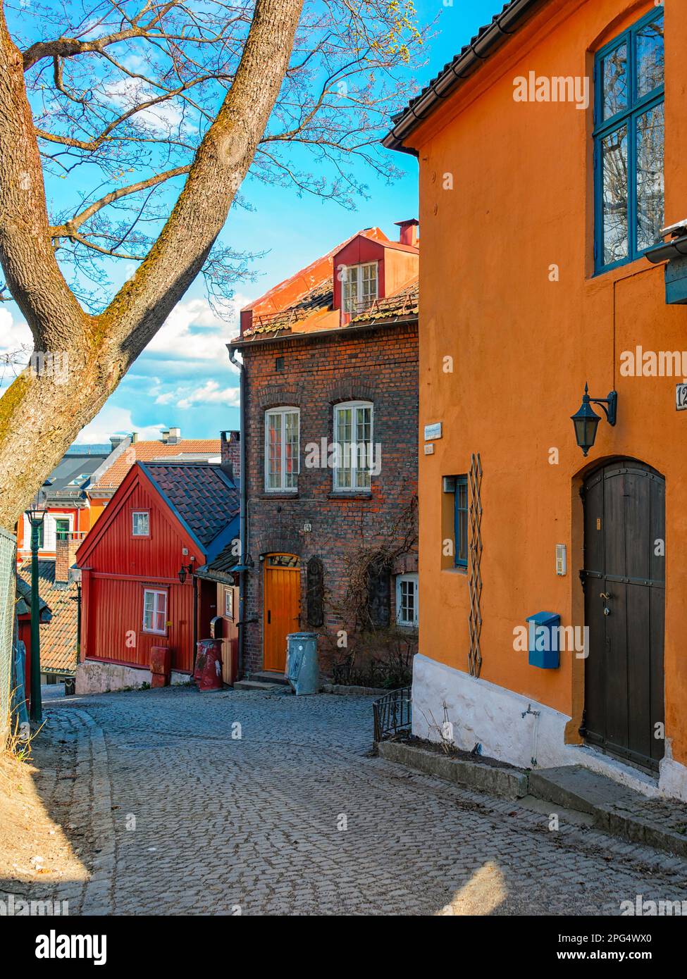 Old town of Oslo, Damstredet Stock Photo - Alamy