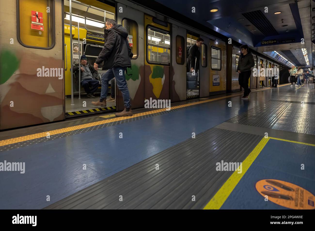 Naples, Italy - March 17, 2023: Metropolitan train arriving at the ...