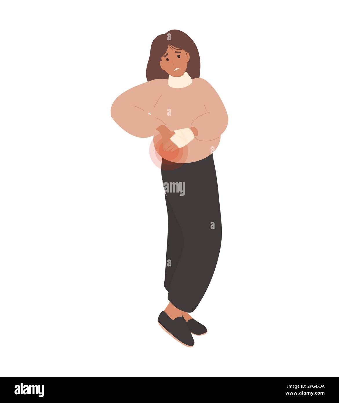 Female Character with Broken Bandaged hand, and neck, Physical trauma ...