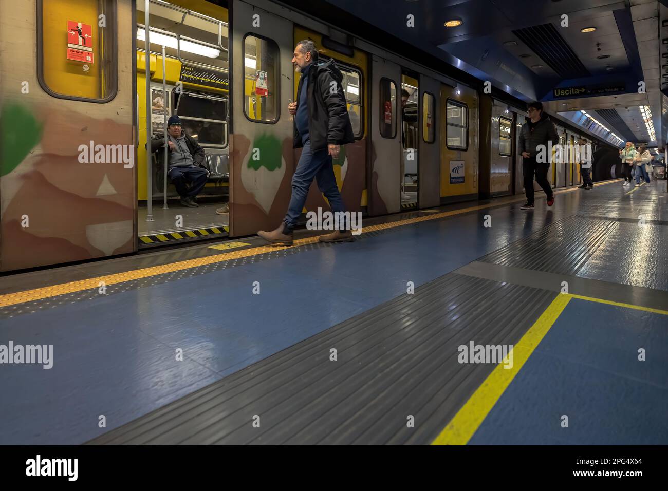 Naples, Italy - March 17, 2023: Metropolitan train arriving at the ...