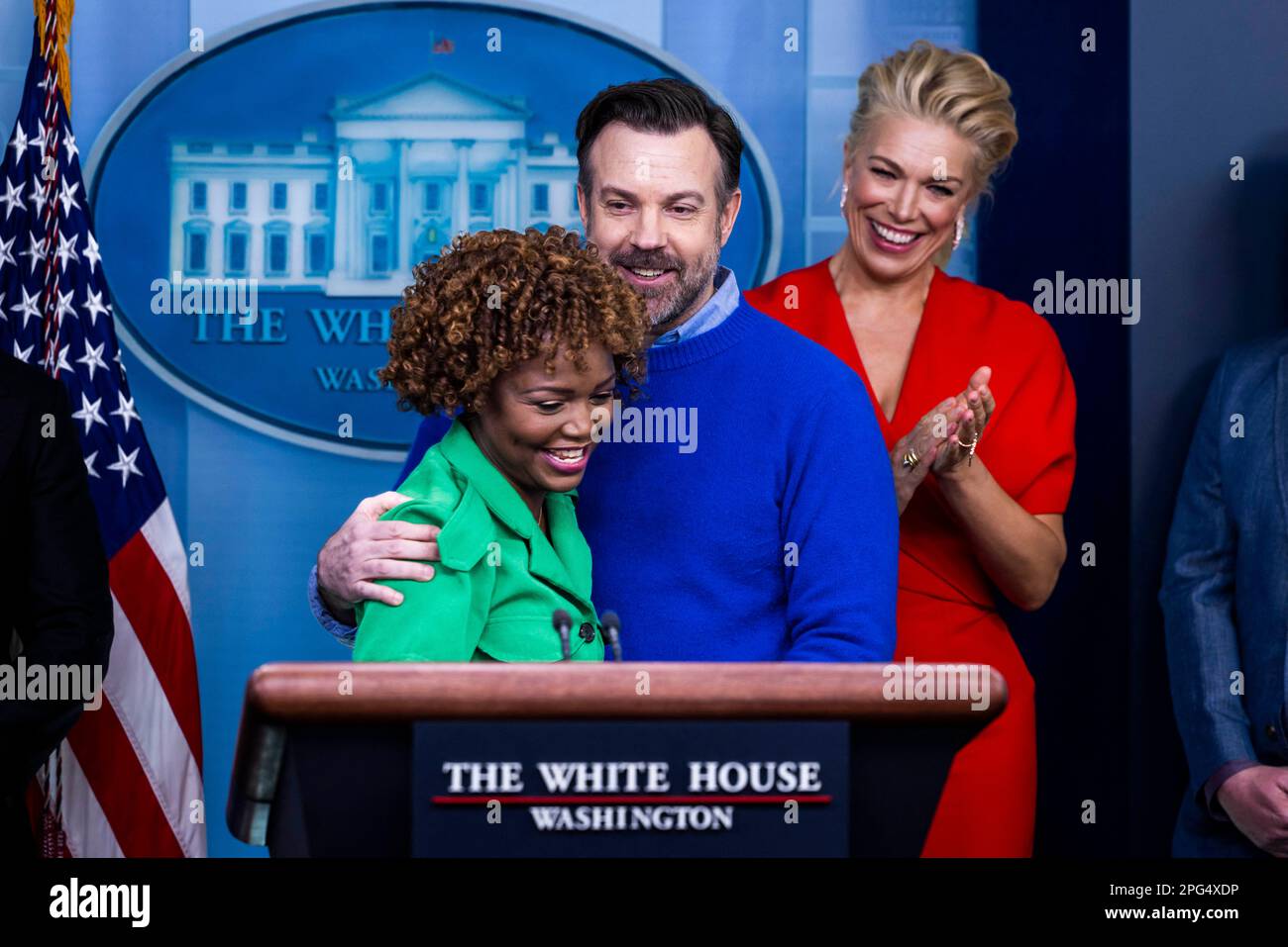 Washington, United States. 20th Mar, 2023. Actor Jason Sudeikis (C-R ...