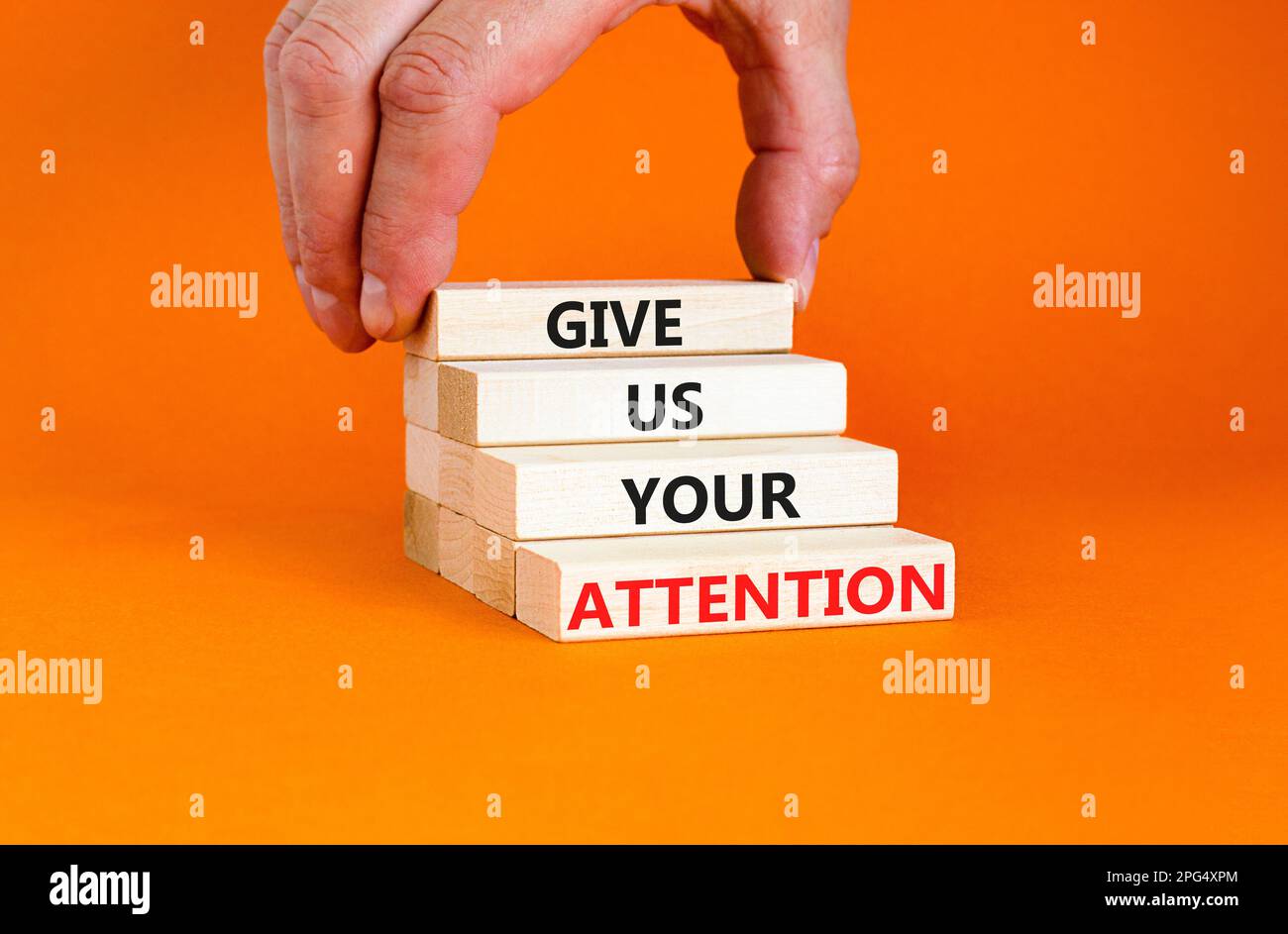 Give us your attention symbol. Concept words Give us your attention on ...