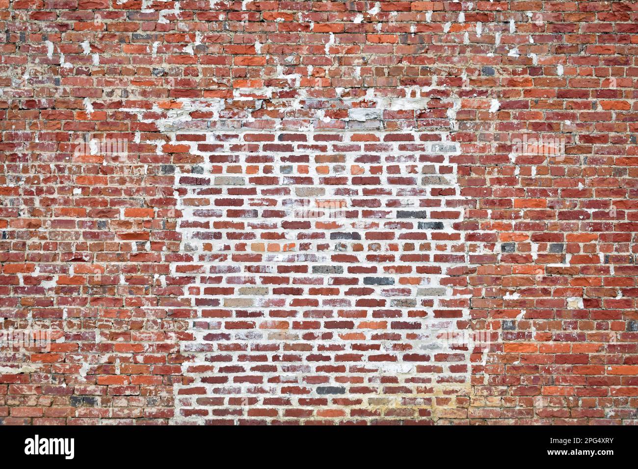 Vintage Red Brick Wall Patched Stock Photo - Alamy