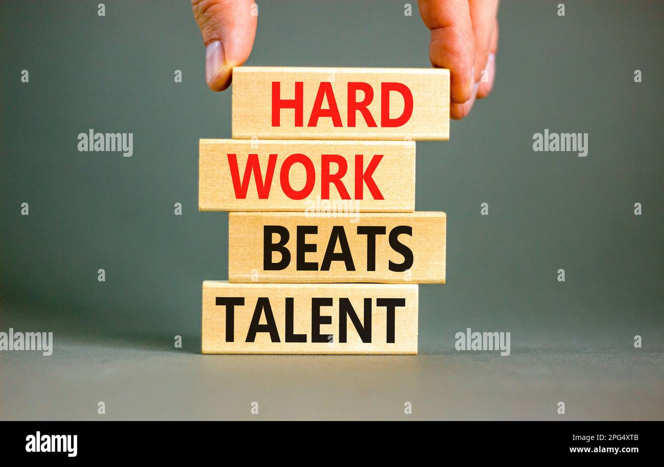 Hard work beats talent symbol. Concept words Hard work beats talent on ...