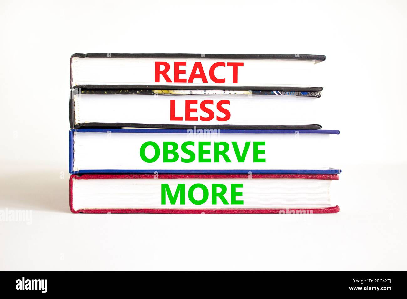 React Less Observe More Symbol Concept Words React Less Observe More On Books Beautiful White