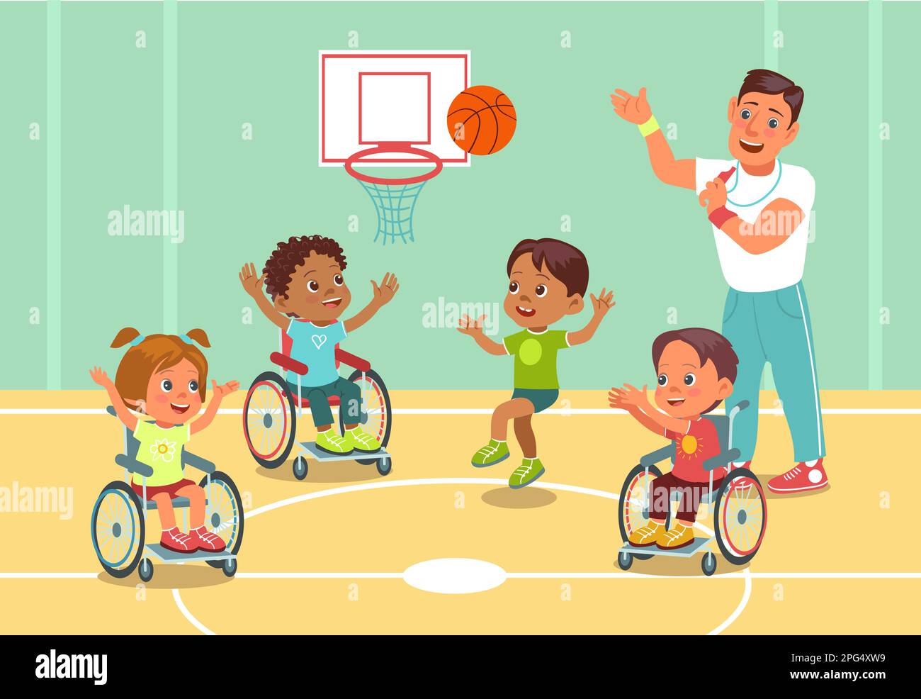 Wheelchair basketball kids Stock Vector Images - Alamy