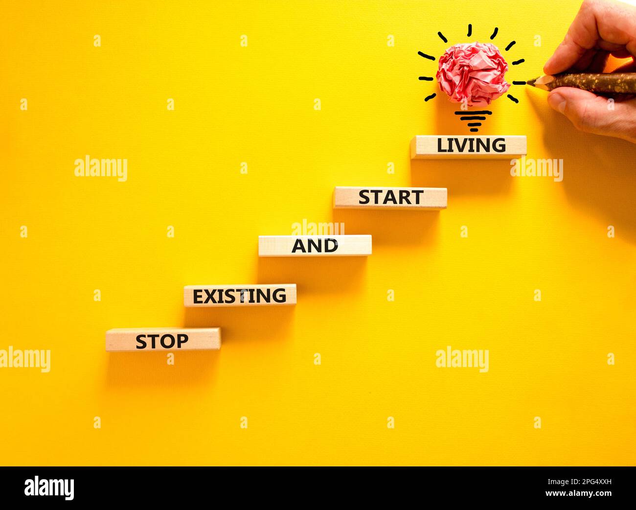 Stop Existing Start Living Symbol Concept Words Stop Existing And