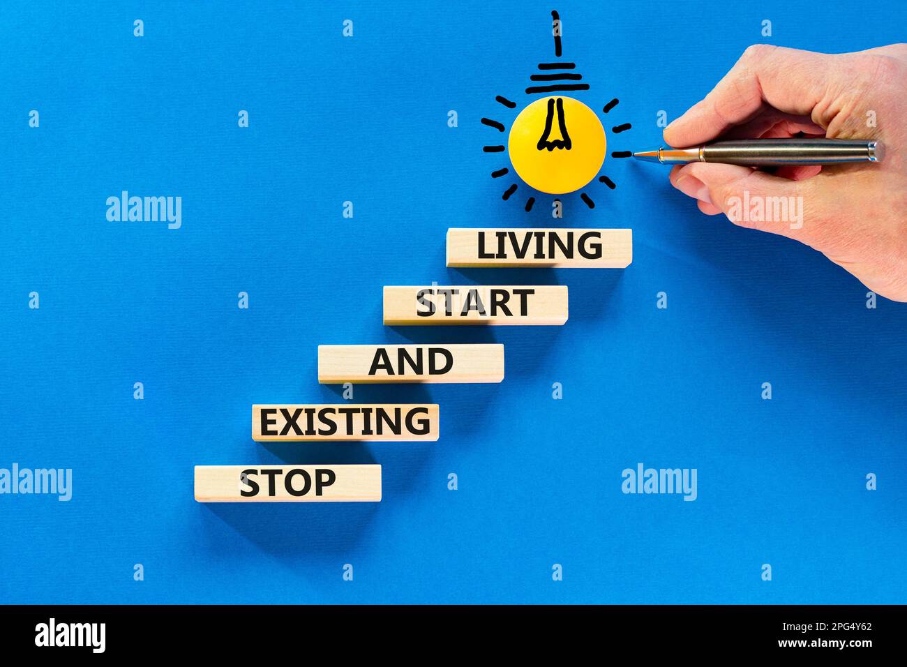 Stop Existing Start Living Symbol Concept Words Stop Existing And