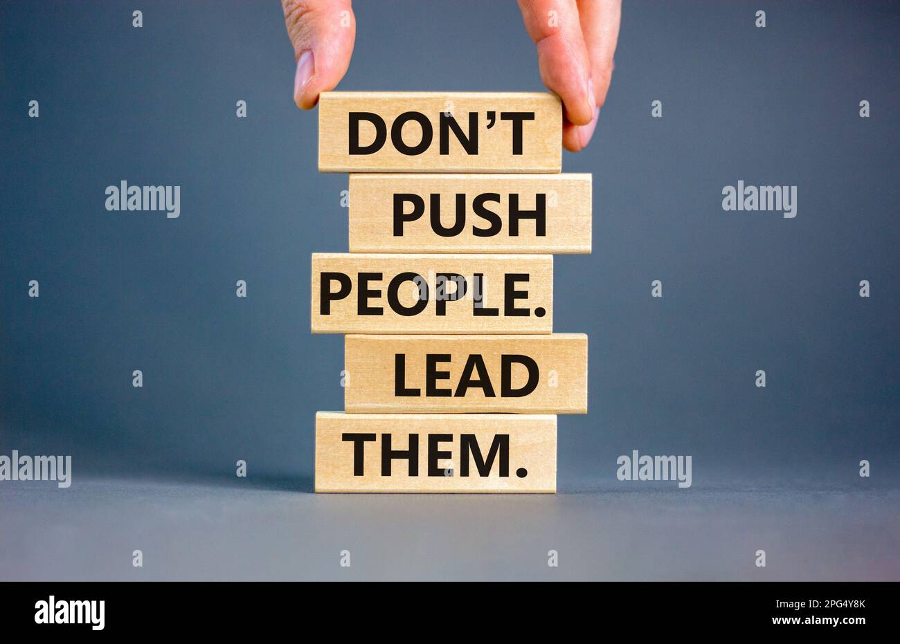 Push or lead people symbol. Concept words Do not push people lead them ...