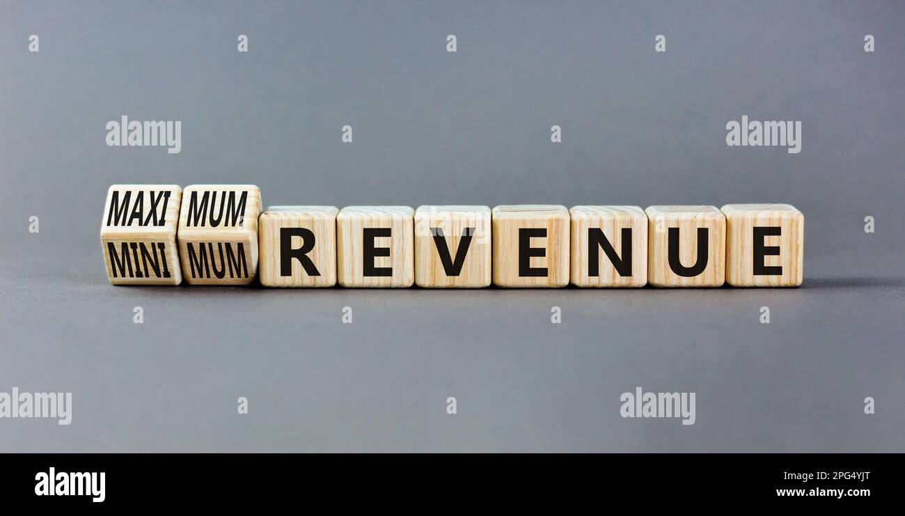 Maximum or minimum revenue symbol. Concept words Maximum revenue and ...