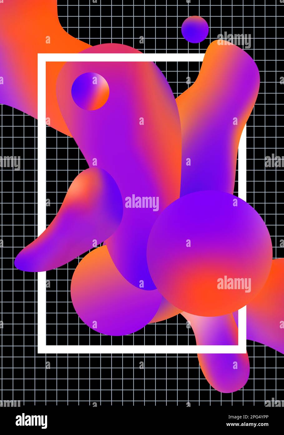 Trendy spectral poster mockup with melting holographic primitive ...