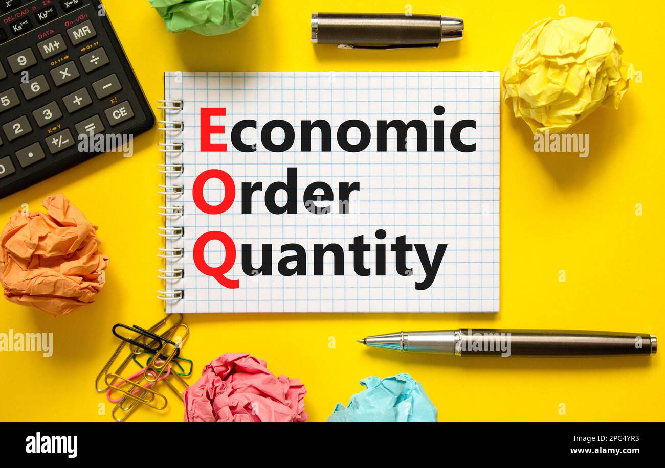EOQ economic order quantity symbol. Concept words EOQ economic order quantity on white note on ...