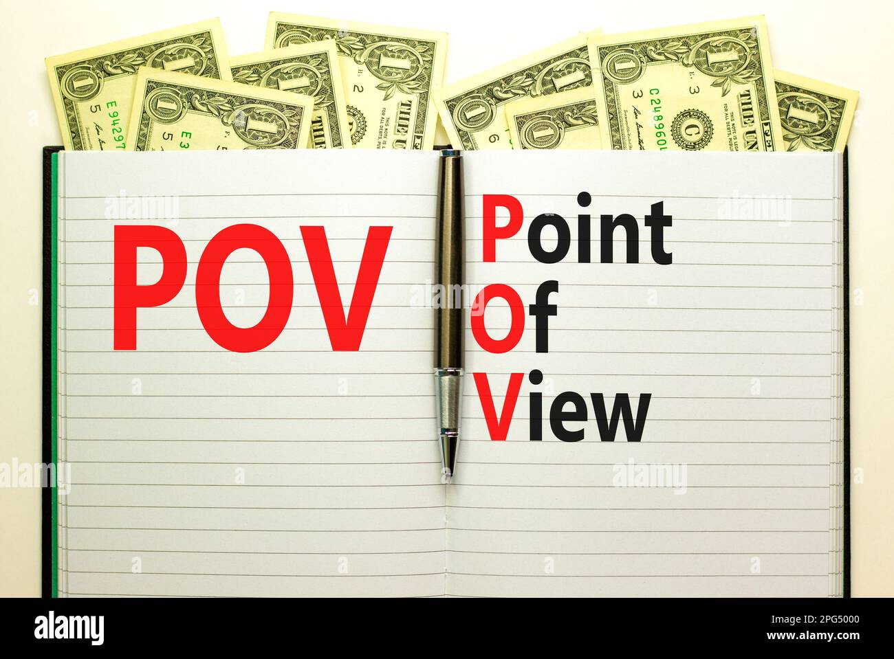 POV point of view symbol. Concept words POV point of view on white note ...