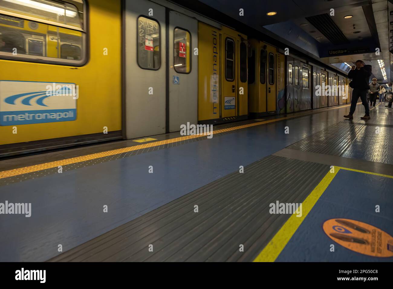 Naples, Italy - March 17, 2023: Metropolitan train arriving at the ...