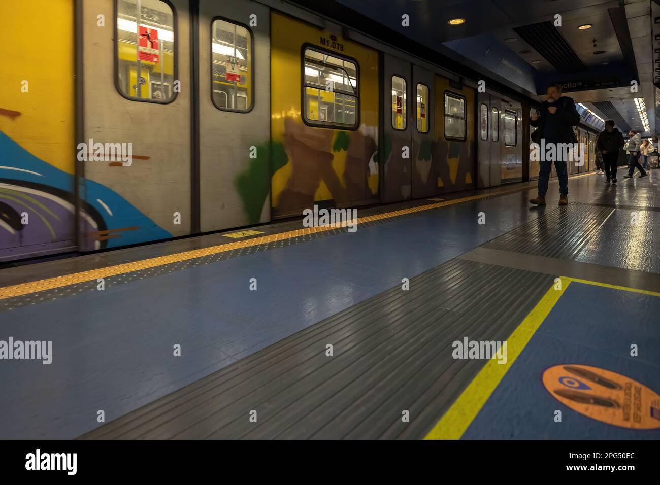 Naples, Italy - March 17, 2023: Metropolitan train arriving at the ...