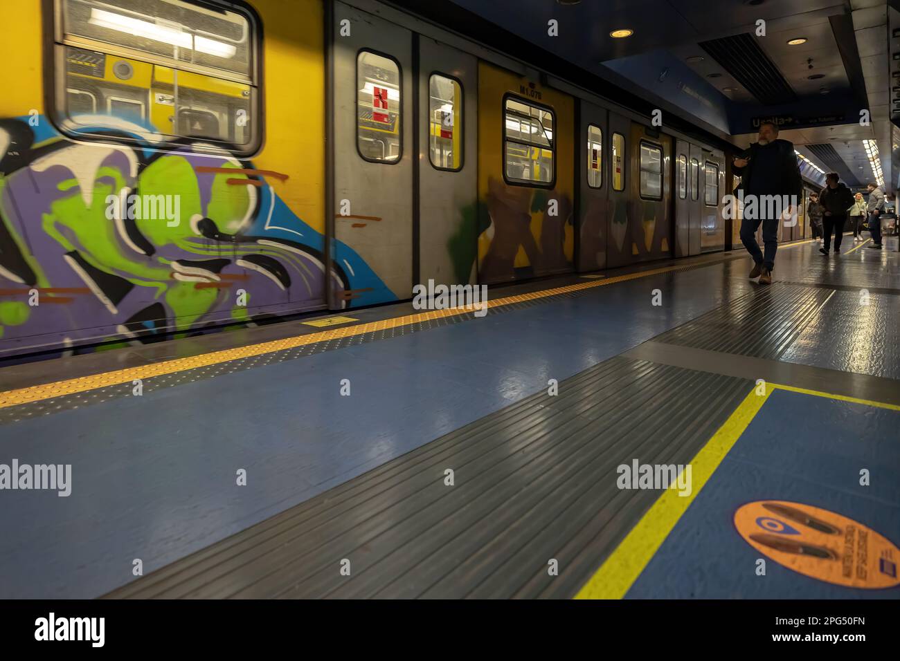 Naples, Italy - March 17, 2023: Metropolitan train arriving at the ...