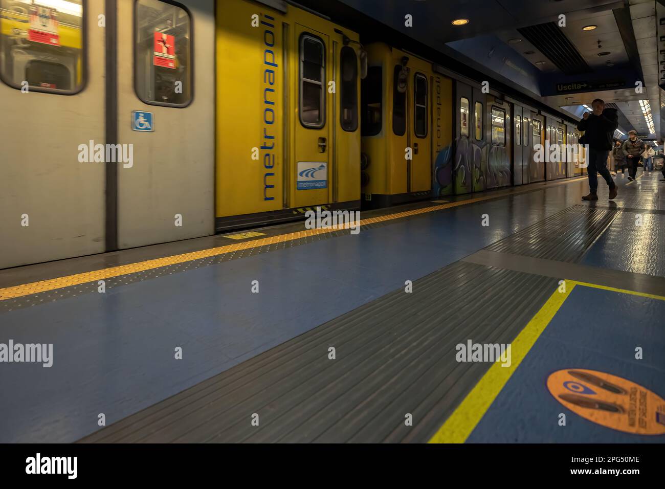 Naples, Italy - March 17, 2023: Metropolitan train arriving at the ...