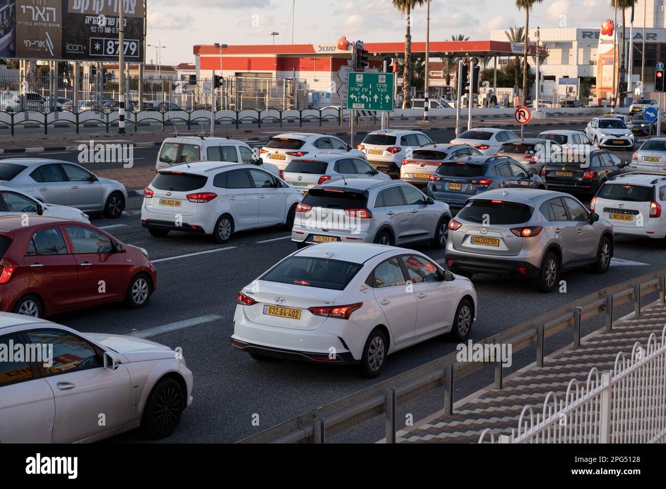 Nahariya, Israel - 12 February 2023: Traffic of cars on street in ...