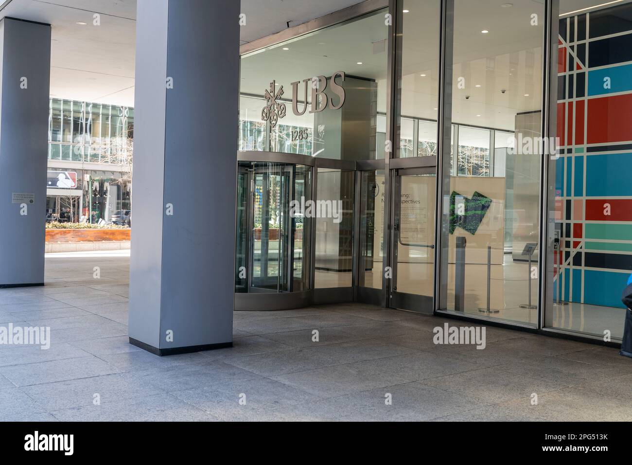 View of UBS Headquarters in New York on 6th Avenue on March 20, 2023 as ...